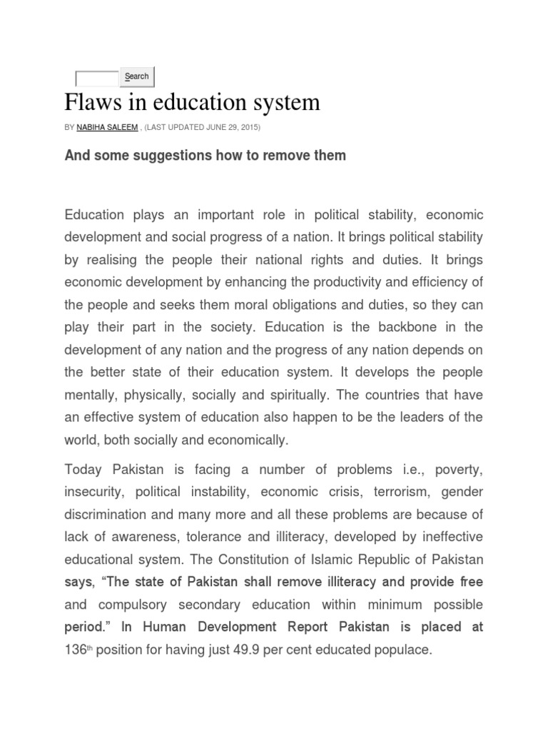Flaws in Education System | PDF | Pakistan | Failed State