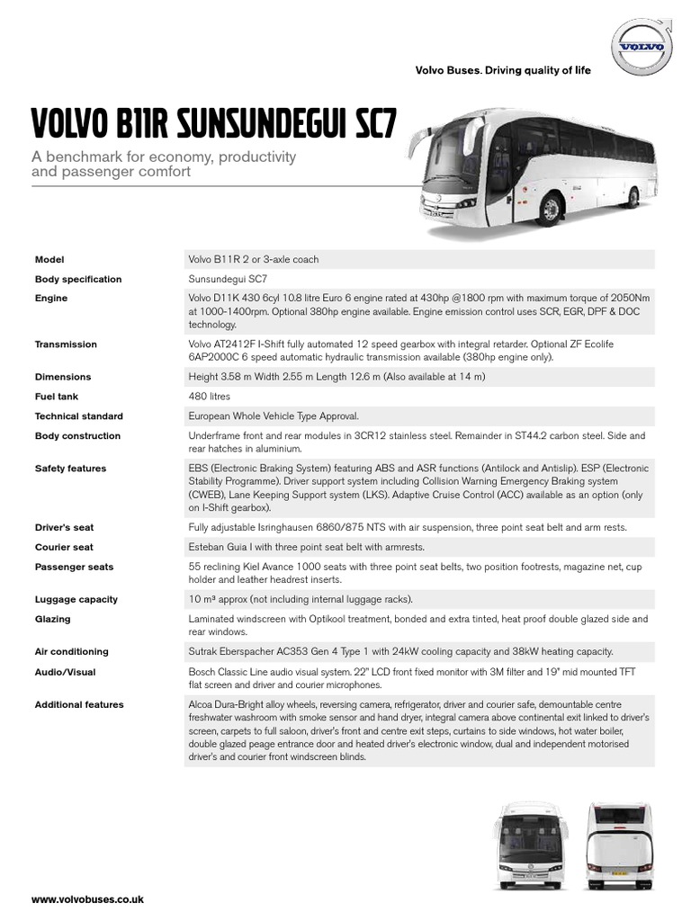 B11R Sunsundegui SC7 Spec | PDF | Transmission (Mechanics) | Car Body ...