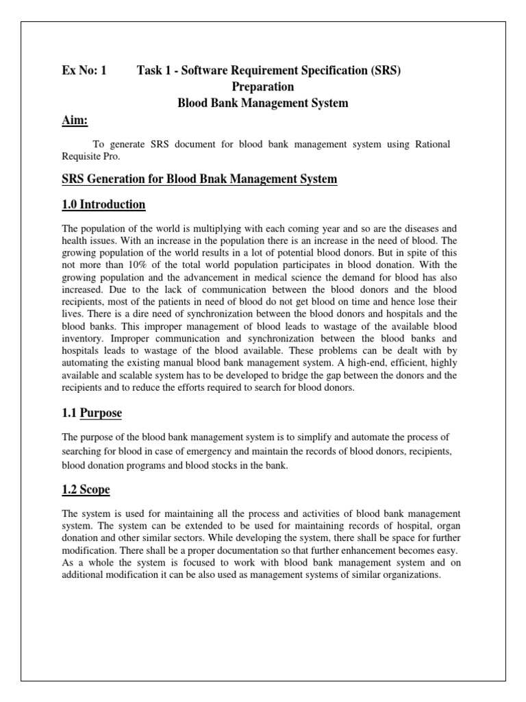 Blood Bank Management System | PDF | Use Case | Visual Impairment