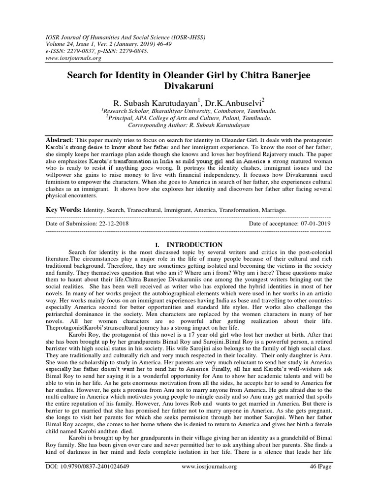 Search For Identity in Oleander Girl by PDF | PDF | Feminism | Gender ...