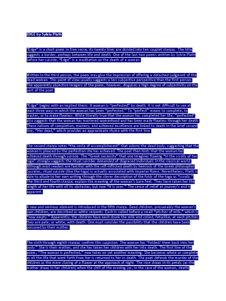 EDGE by Sylvia Plath | Moon | Poetry