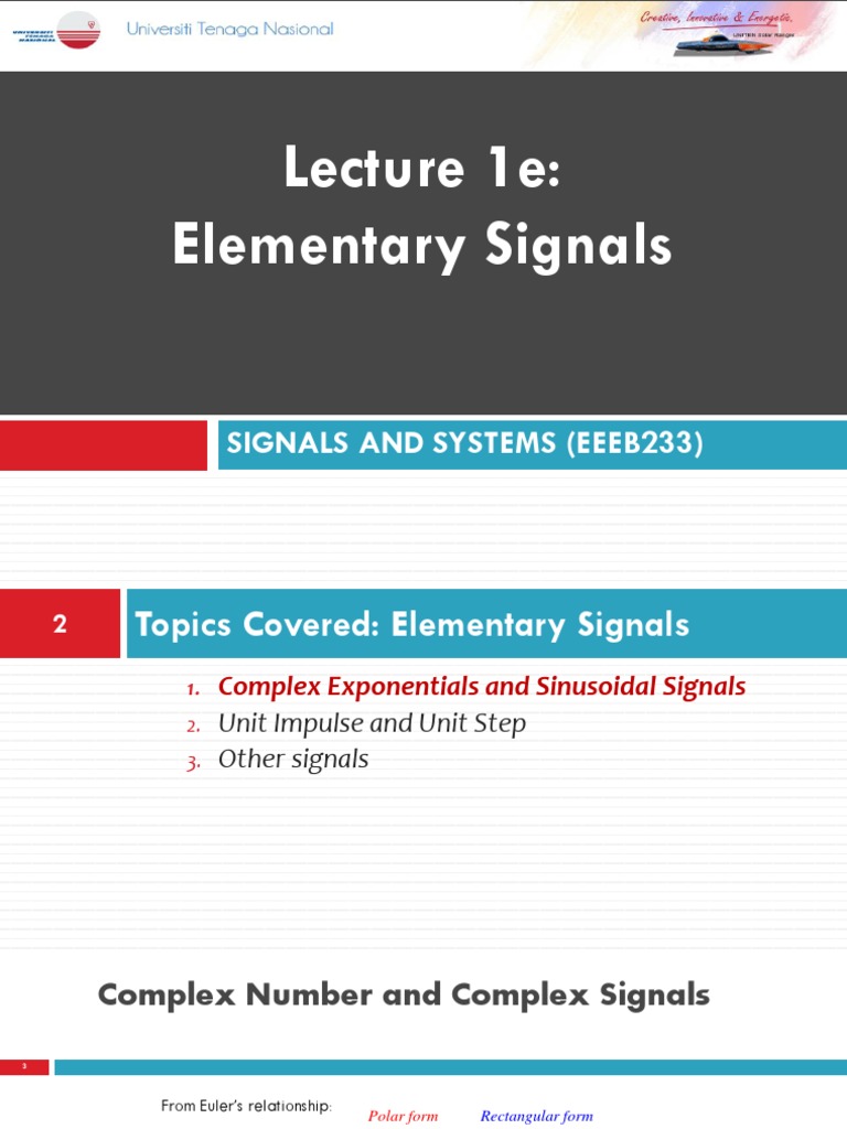 Lecture 1e: Elementary Signals: Signals and Systems (Eeeb233) | PDF ...