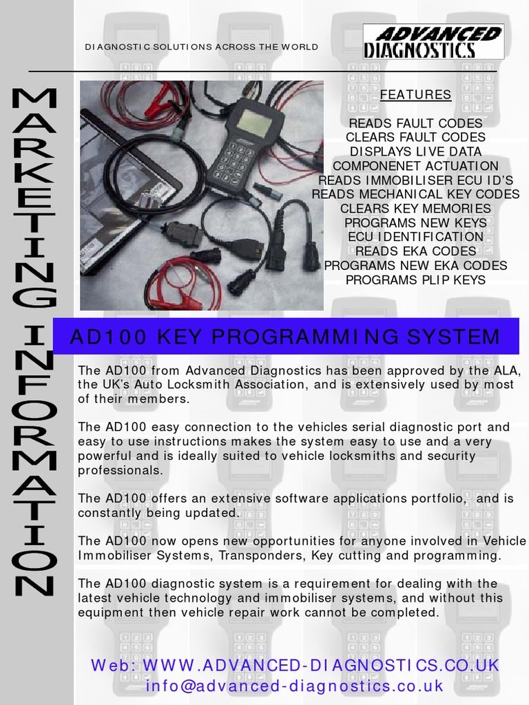 Ad100 Key Programming System: Web: WWW - Advanced-Diagnostics - Co.Uk ...