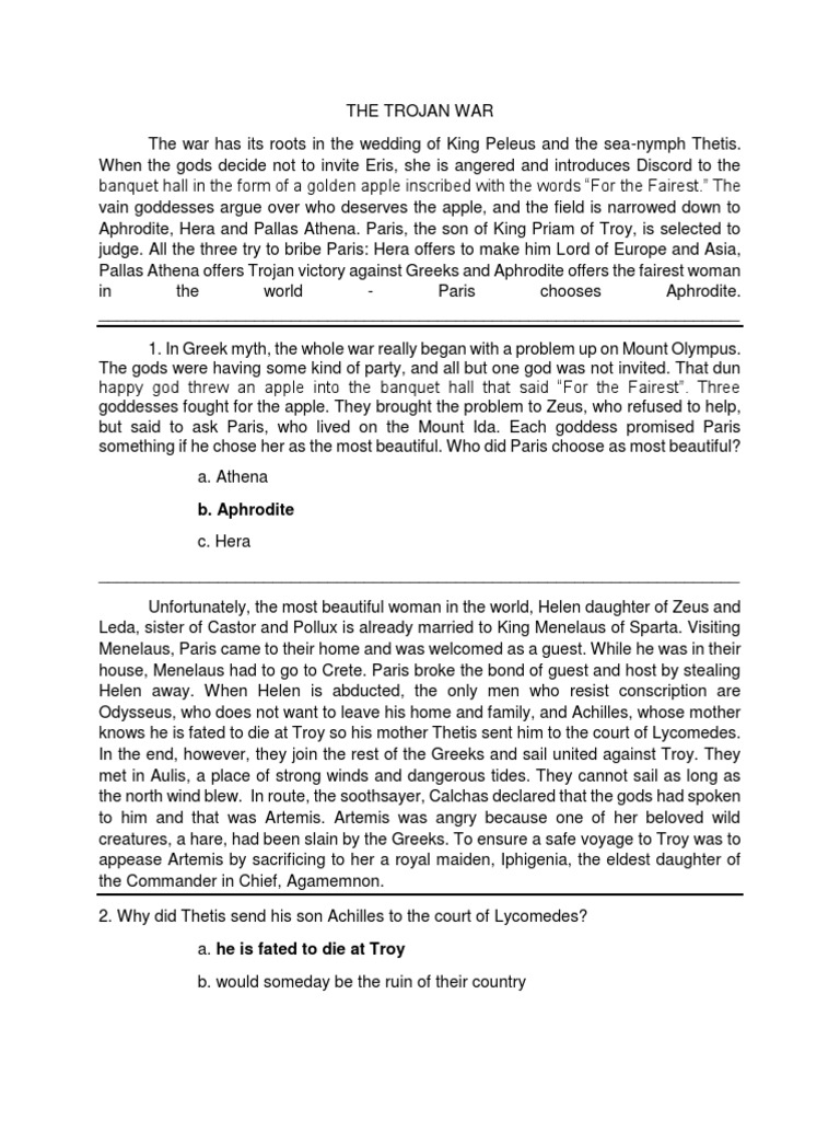 B. Aphrodite | PDF | Paris (Mythology) | Jason
