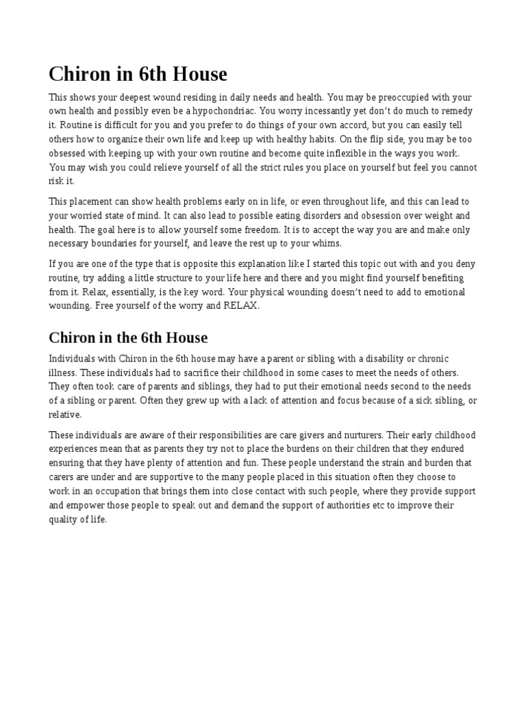 Chiron in 6th | PDF | Lifestyle