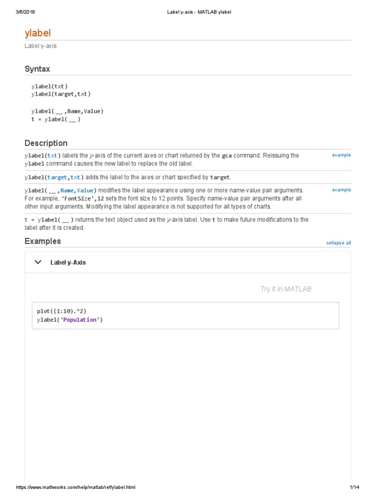 Label Y-Axis - MATLAB Ylabel | PDF | Rgb Color Model | Typefaces