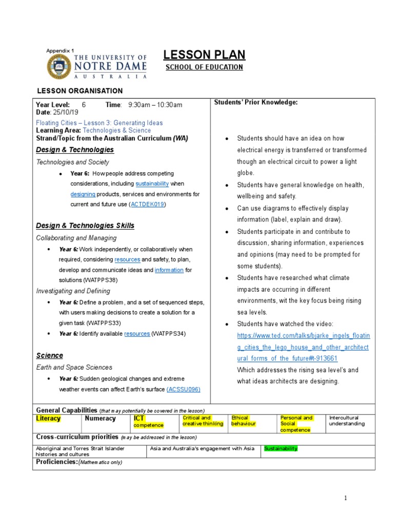 Year 6 Floating Cities Lesson Plan | PDF | Design | Science