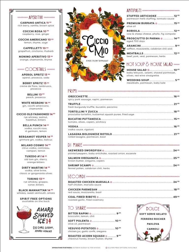 Ciccio Mio Dinner Cocktail Menu 10-27-19!1!1 | PDF | Foods | Cuisine
