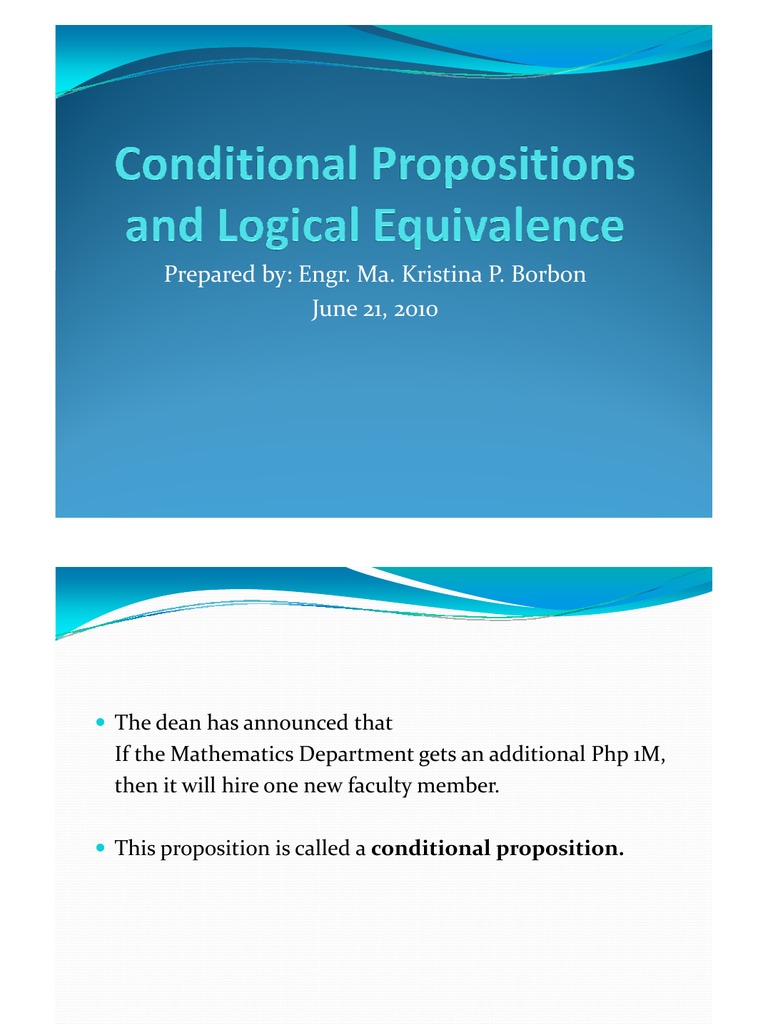 Conditional Propositions and Logical Equivalence | PDF | If And Only If ...