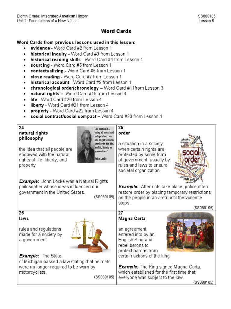 Lesson 5 - Word Cards | PDF | Natural And Legal Rights | Rule Of Law