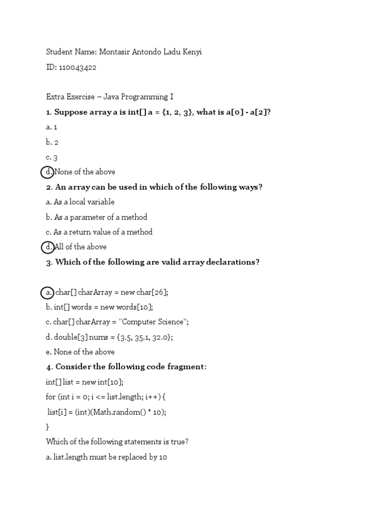 Java Tutorial C Pdf Integer Computer Science Array Data Structure 