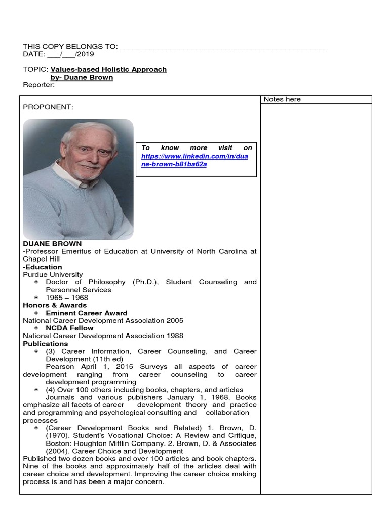 Values-Based Holistic Approach - Outline | PDF | Value (Ethics) | Behavior