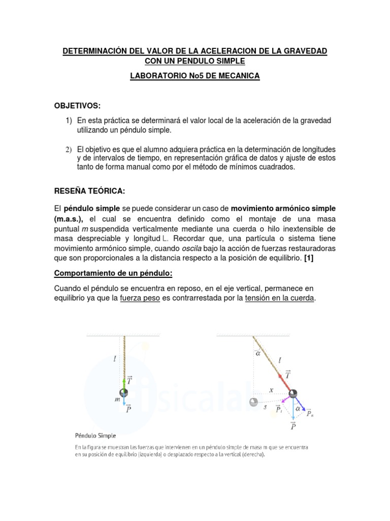 Pendulo Simple | PDF | Péndulo | Fuerza