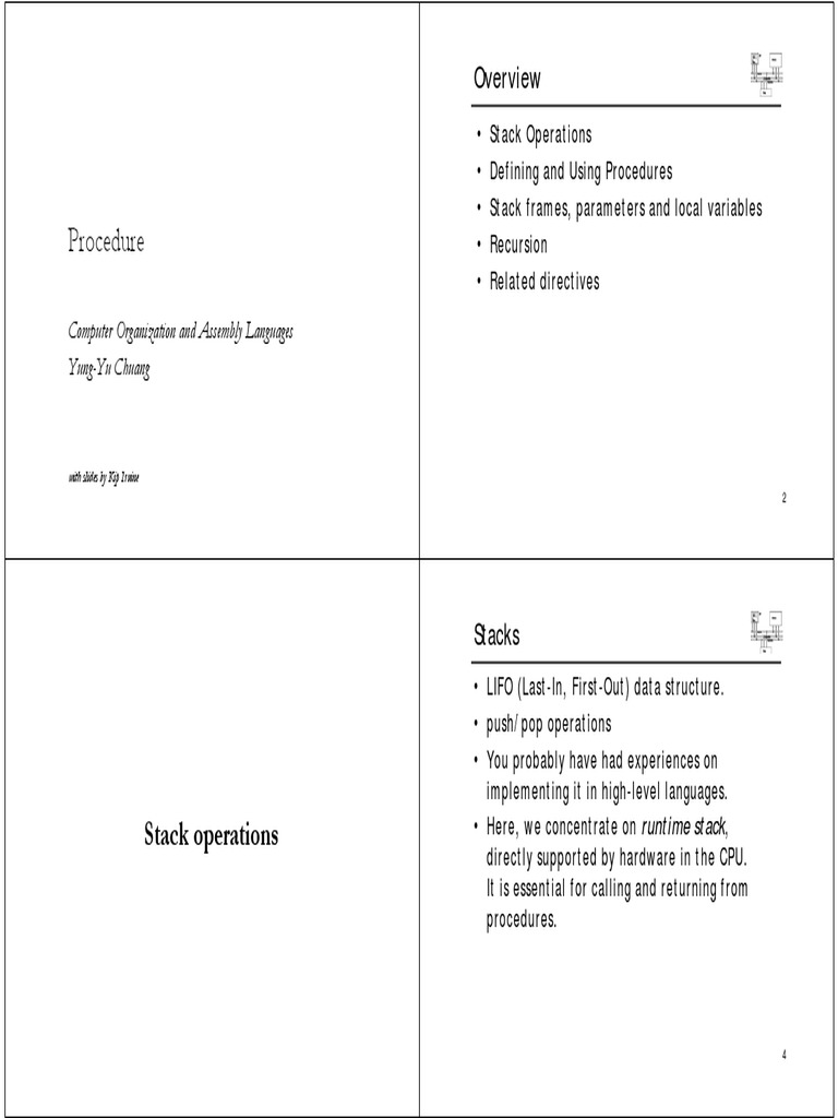 Procedure Stack Operations Stack Operations Pdf Subroutine Pointer Computer Programming