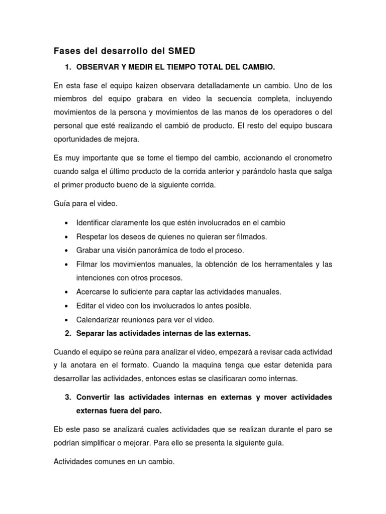 Fases de SMED | Descargar gratis PDF | Tornillo | Informática