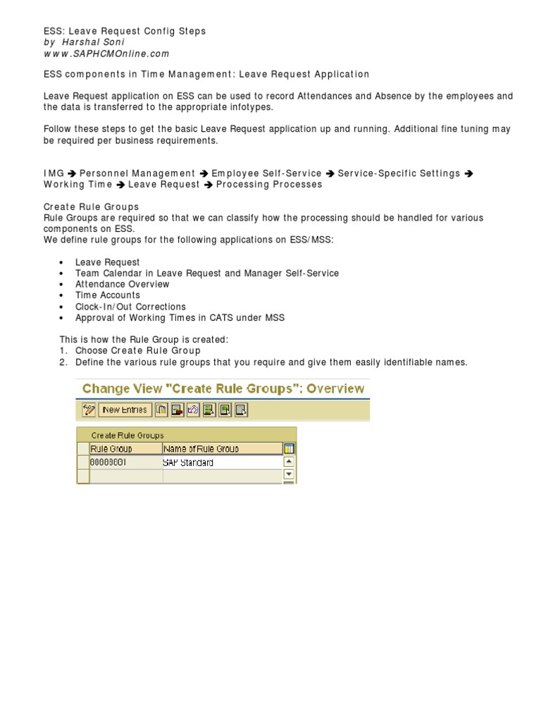 ESS Leave Request Config Steps | PDF | Time | Information Technology ...