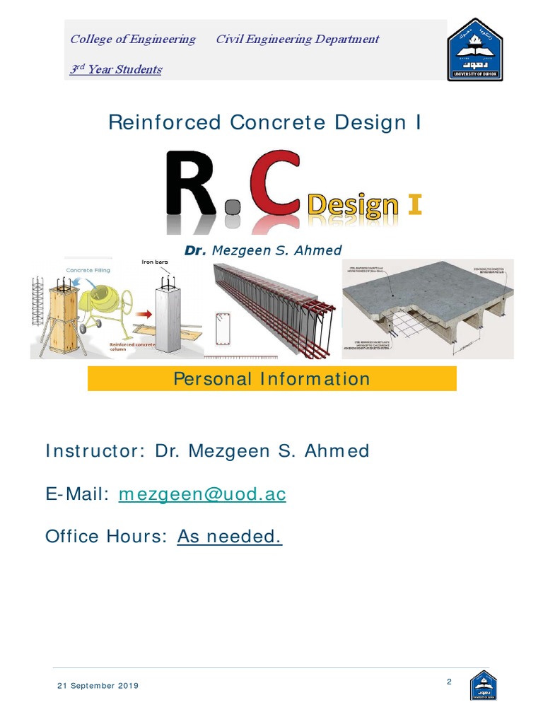 Reinforced Concrete Design I: Personal Information | Download Free PDF ...