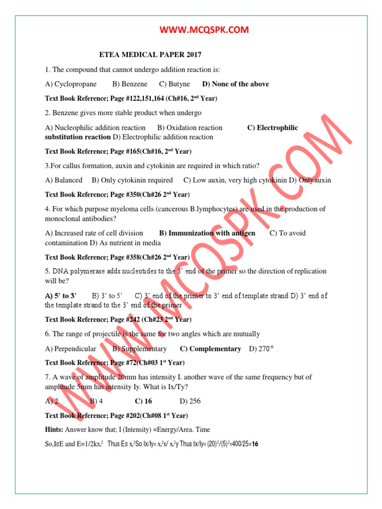 ETEA Medical Paper 2017 | PDF | Accuracy And Precision | Dominance ...