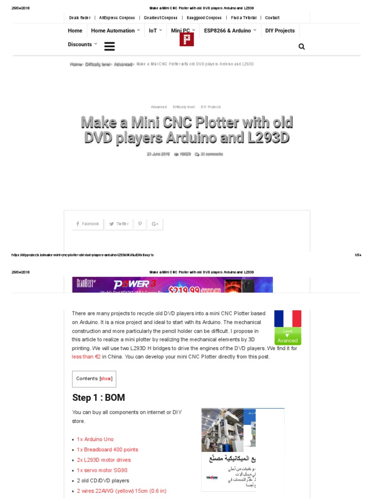 Make A Mini CNC Plotter With Old DVD Players Arduino and L293D | PDF | Numerical Control ...