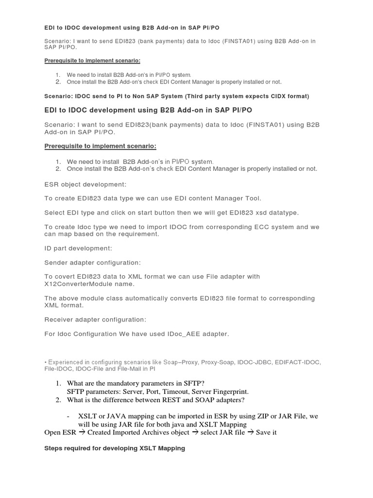 EDI To IDOC Development Using B2B Add | PDF | Representational State Transfer | Xslt