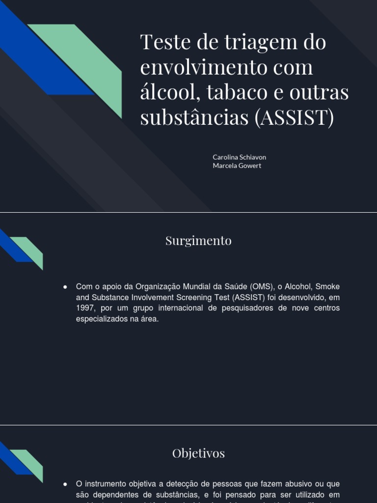 Escala ASSIST | PDF | Entrevista | Drogas