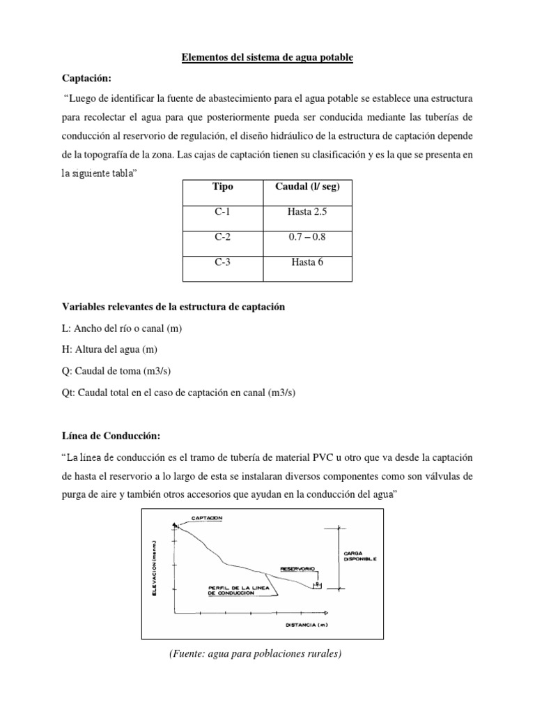 Elementos Clave del Sistema de Agua Potable | PDF | Reservorio | Agua ...
