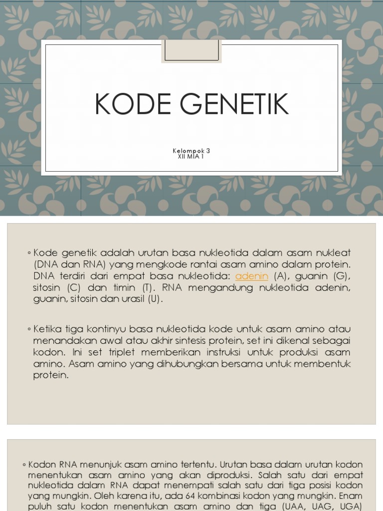 Pengertian dan Fungsi Kode Genetik | PDF