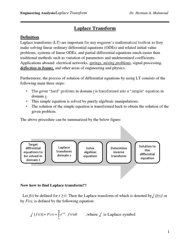 Laplace Transform and Dirac Delta Function | PDF | Equations | Ordinary ...
