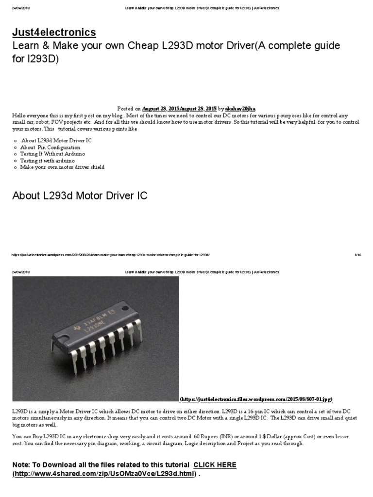 Learn & Make Your Own Cheap L293D Motor Driver (A Complete Guide For l293D) - Just4electronics ...