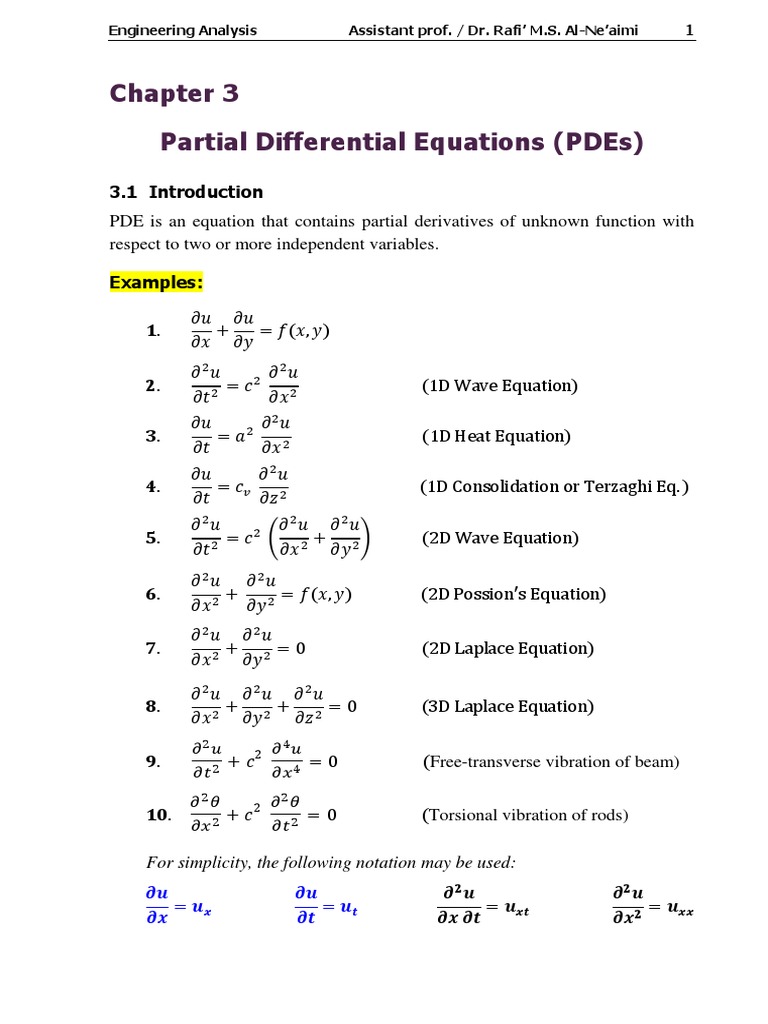 Ch3 - Partial Differential Equations PDEs - 21 PGSJJ | PDF | Partial ...