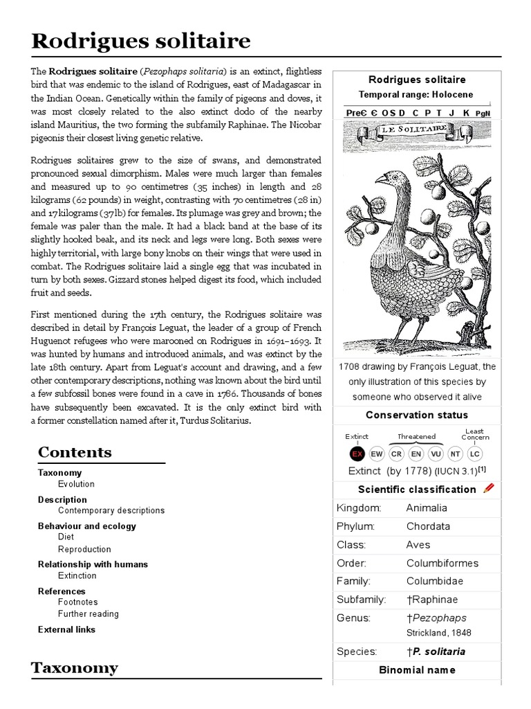 Rodrigues Solitaire: Temporal Range: Holocene | Download Free PDF ...