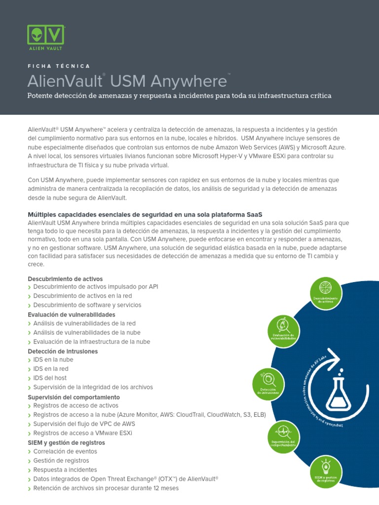 USM Anywhere Datasheet ES | PDF | V Mware | Computación en la nube
