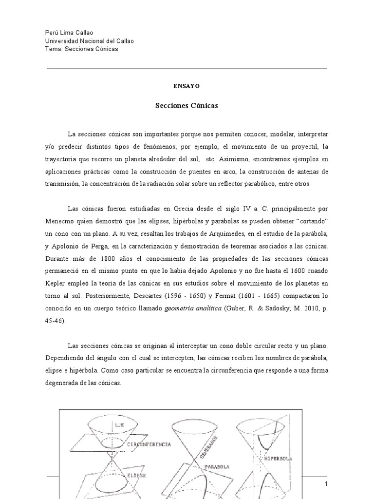 Secciones Cónicas | PDF | Formas geométricas | Objetos matemáticos