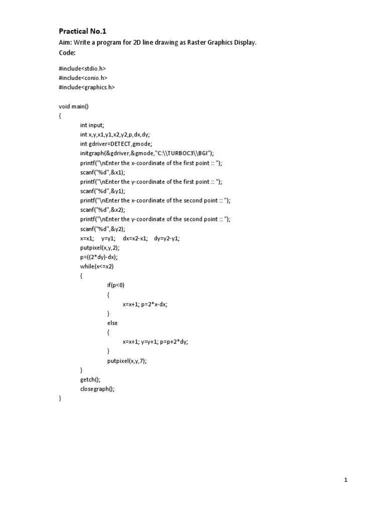 2D Graphics Programming Practicals | PDF | Computer Programming | Computing