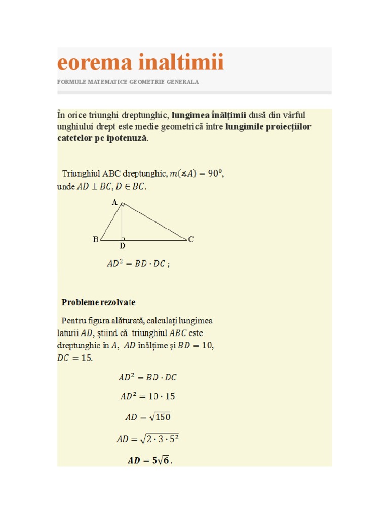 Teorema Inaltimii | PDF