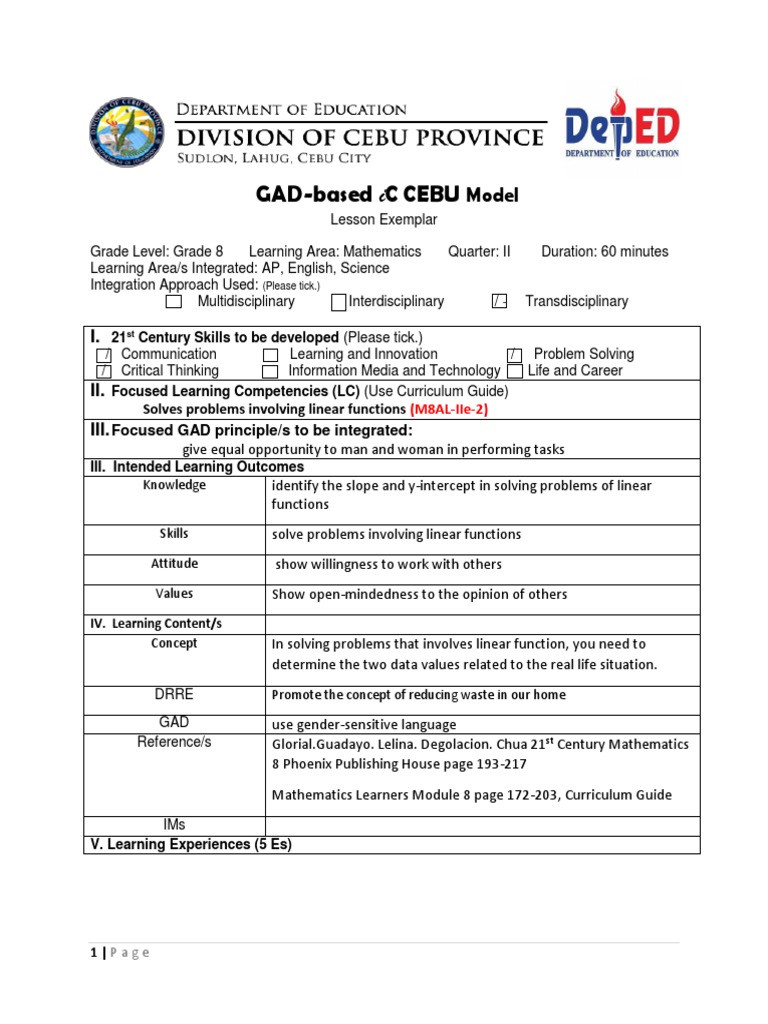 Math 8-Solving Problems Involving Linear Functions | PDF | Idiom ...