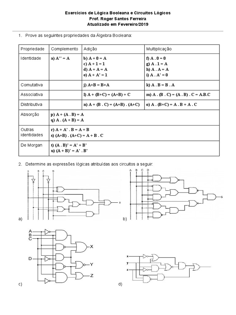 Lógica Booleana e Circuitos Lógicos | PDF | Lógica matemática | Ensino ...