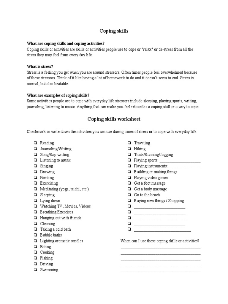 Coping Skills | PDF | Coping (Psychology) | Stress (Biology)