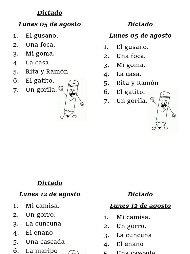 Dictado 1° Básico | PDF