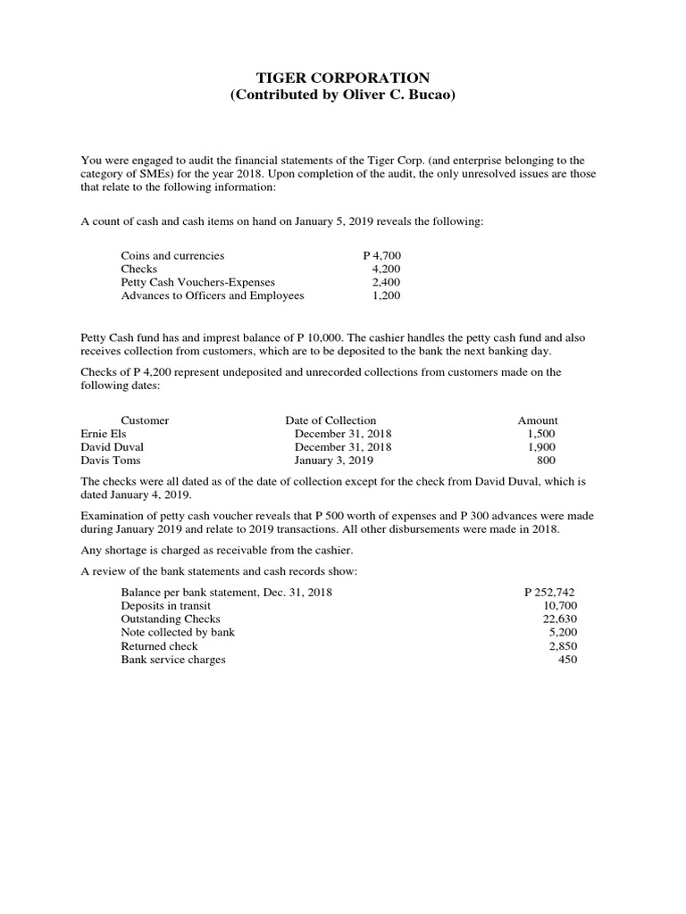 Tiger Corporation (Contributed by Oliver C. Bucao) | PDF | Retained ...