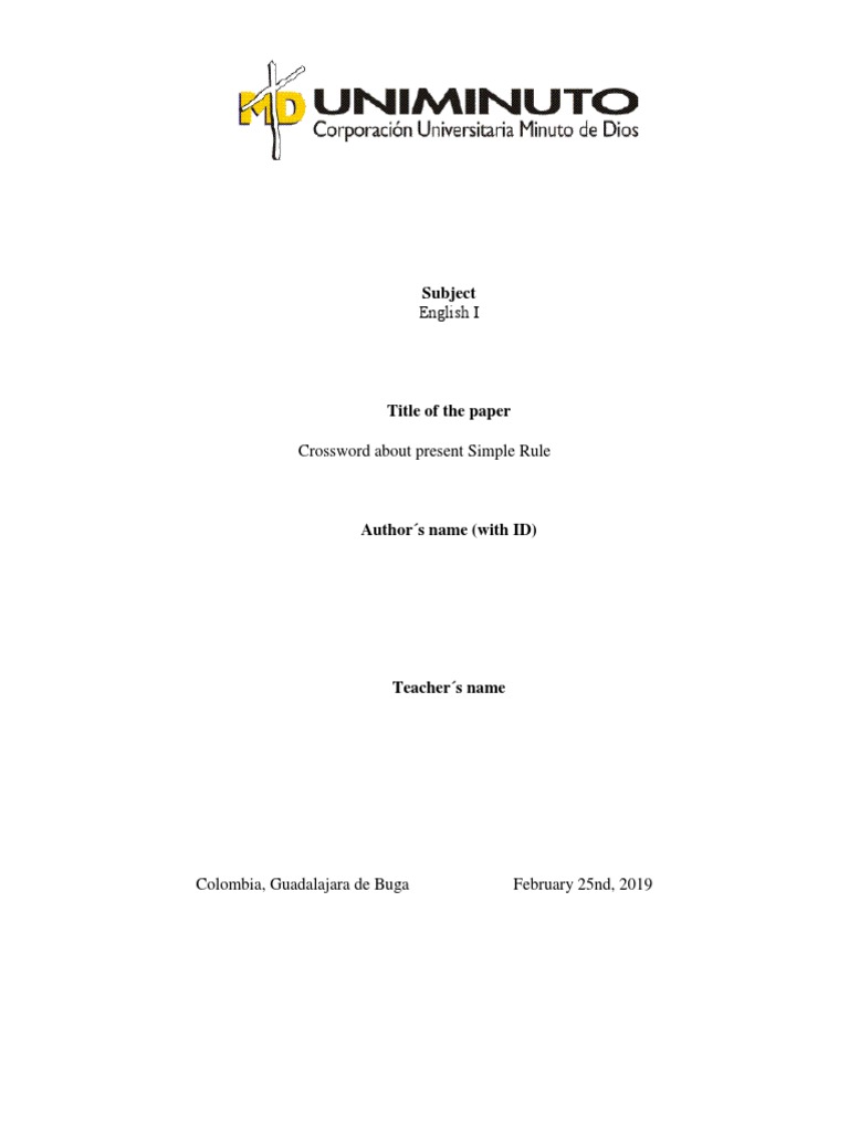 Crossword Present Simple | PDF