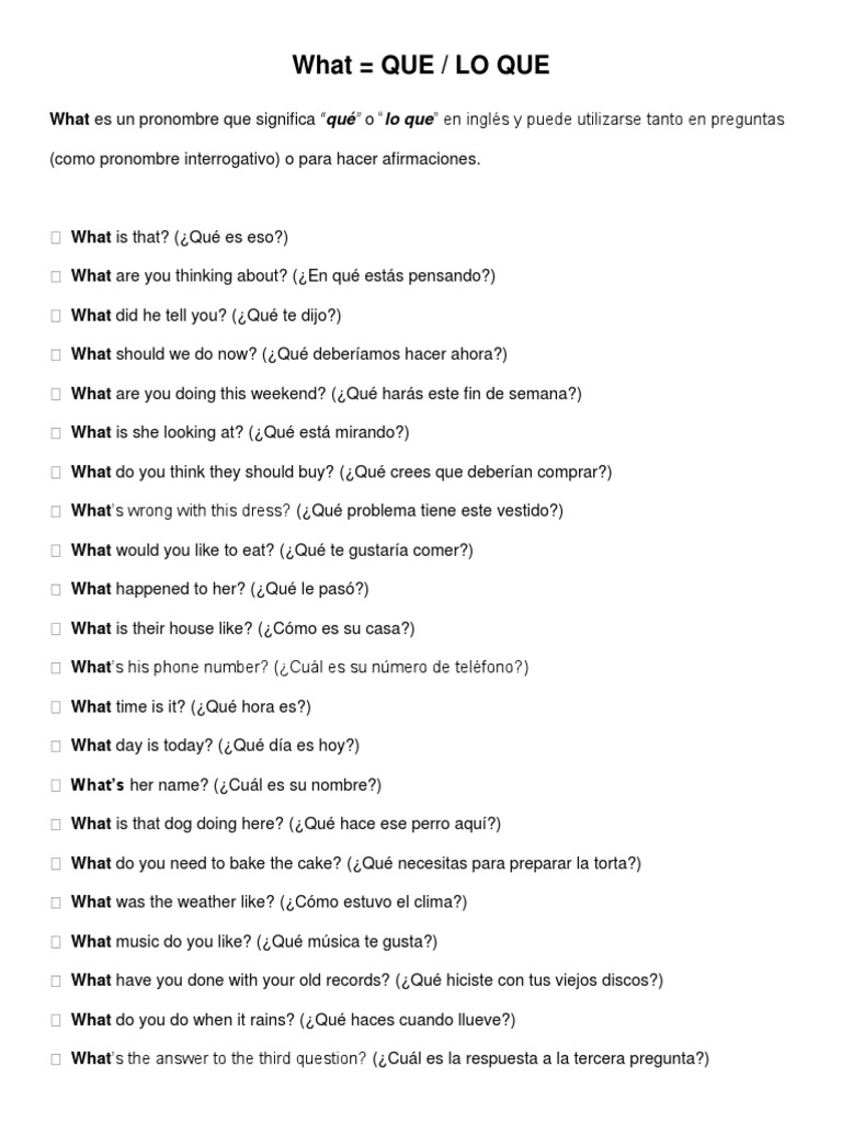 Aprende de Forma Rapida y Facil A Usar When, What, Where, Who, Ejemplos ...