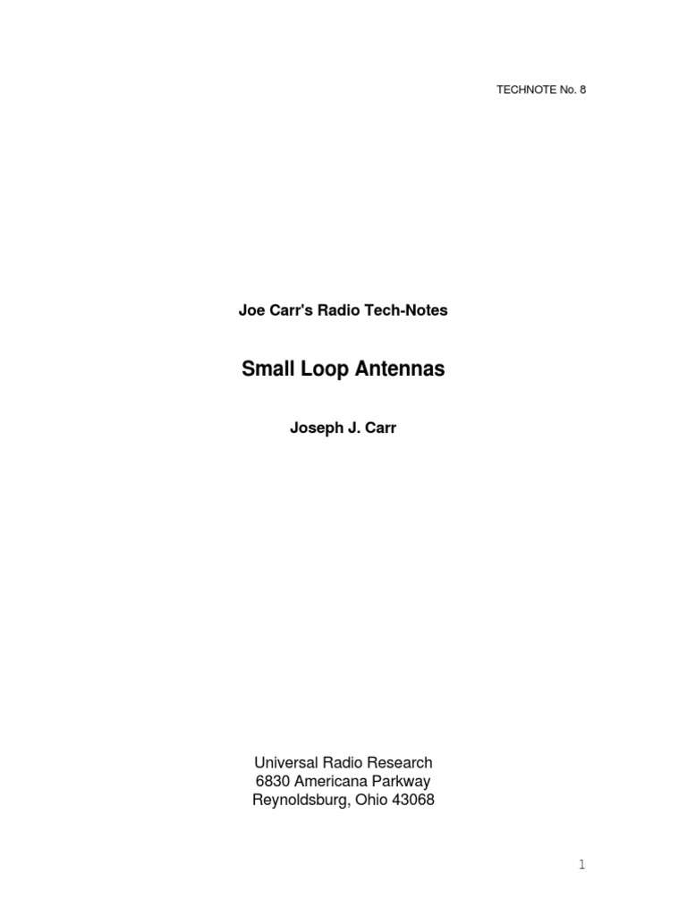 Joe Carr's Guide to Small Loop Antennas | PDF | Antenna (Radio ...