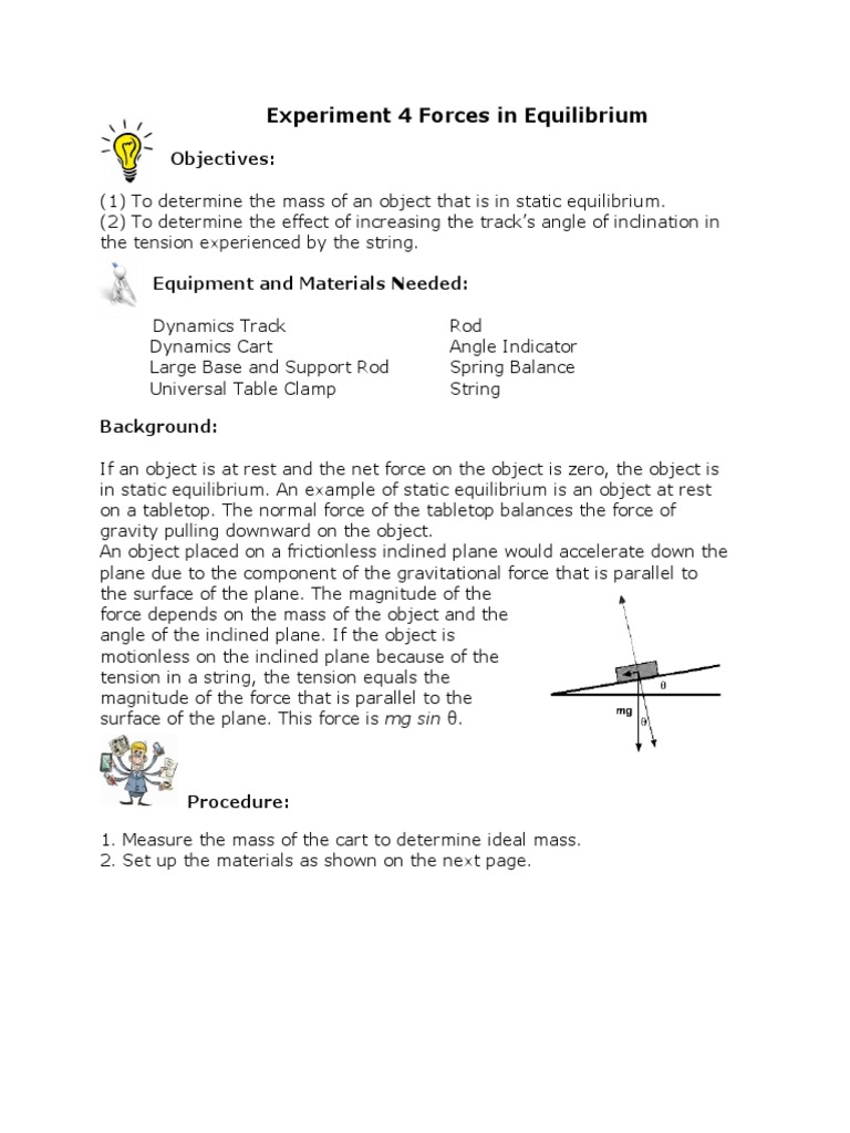 Experiment 4 Forces in Equilibrium | PDF