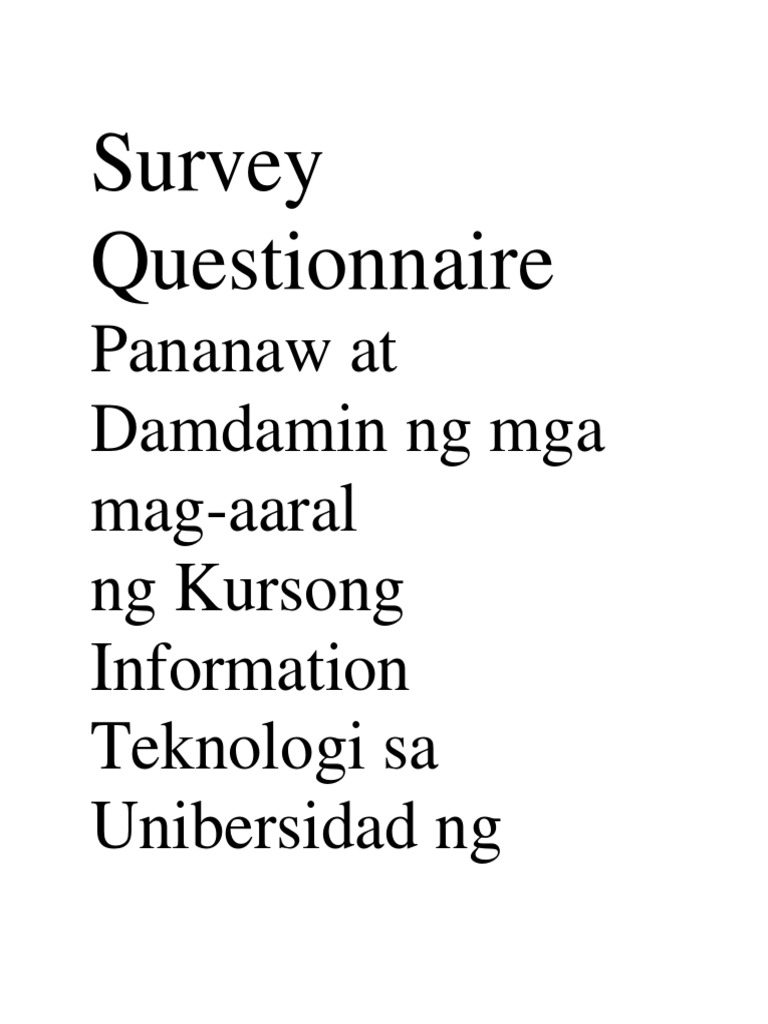 Survey Questionnaire | PDF