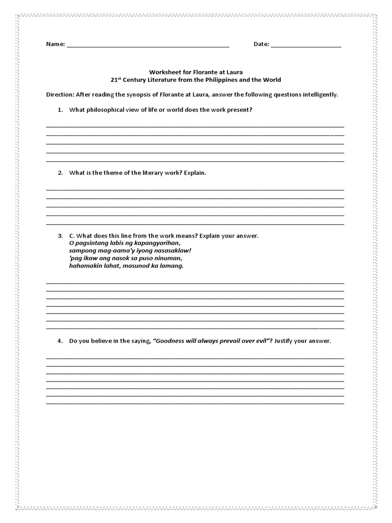 Worksheet Florante at Laura | PDF
