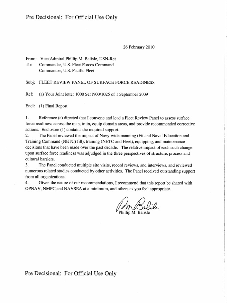 Balisle Report On FRP of Surface Force Readiness | PDF