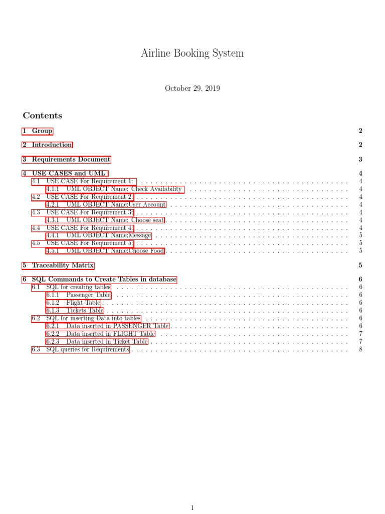 Airline Booking System | PDF | Use Case | Sql