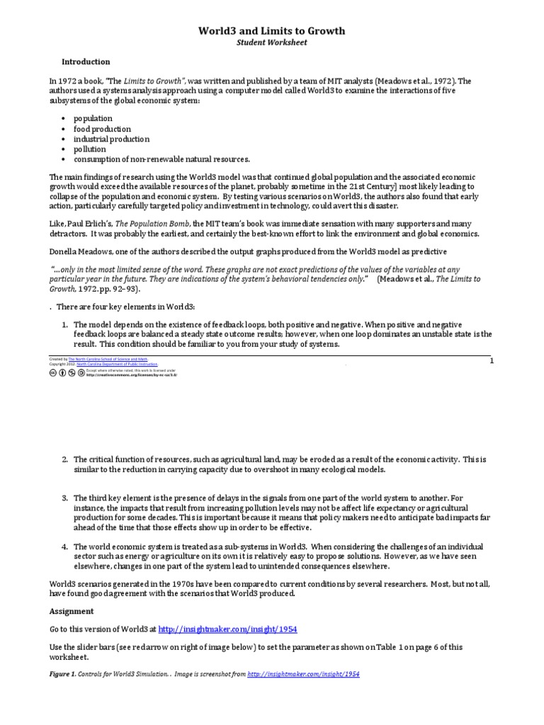World3 and Limits To Growth: Student Worksheet | PDF | Computer ...