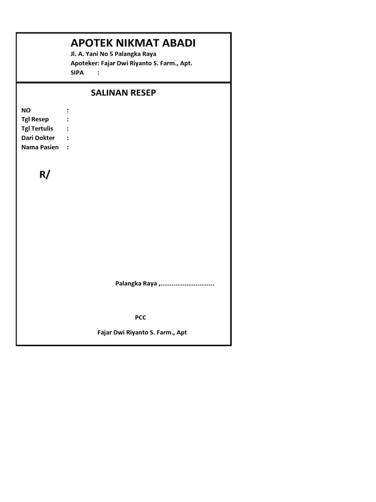 Blangko Salinan Resep | PDF